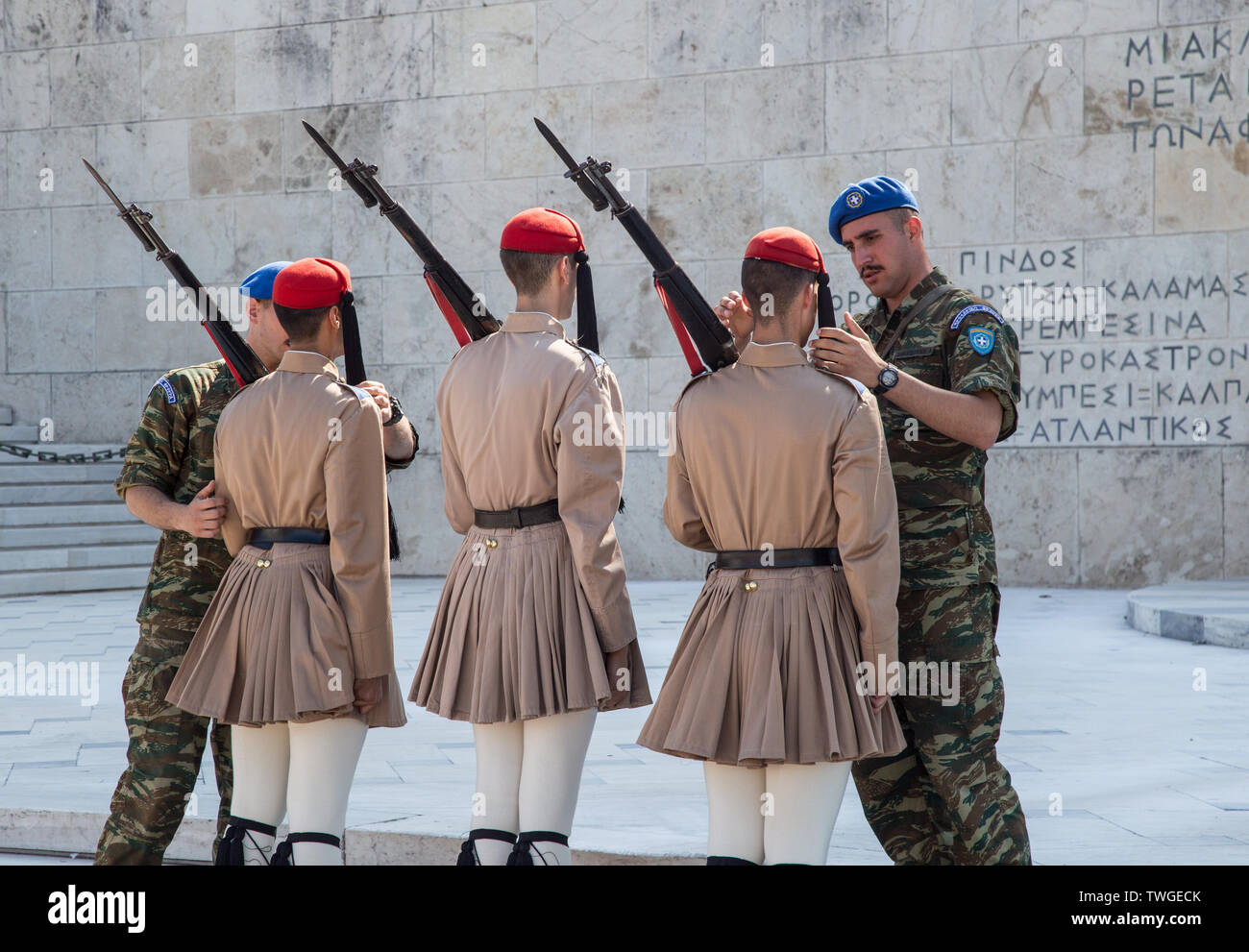 Changing of the Guard at the Tomb of the Unknown Soldier in Athens, Greece Stock Photo - Alamy