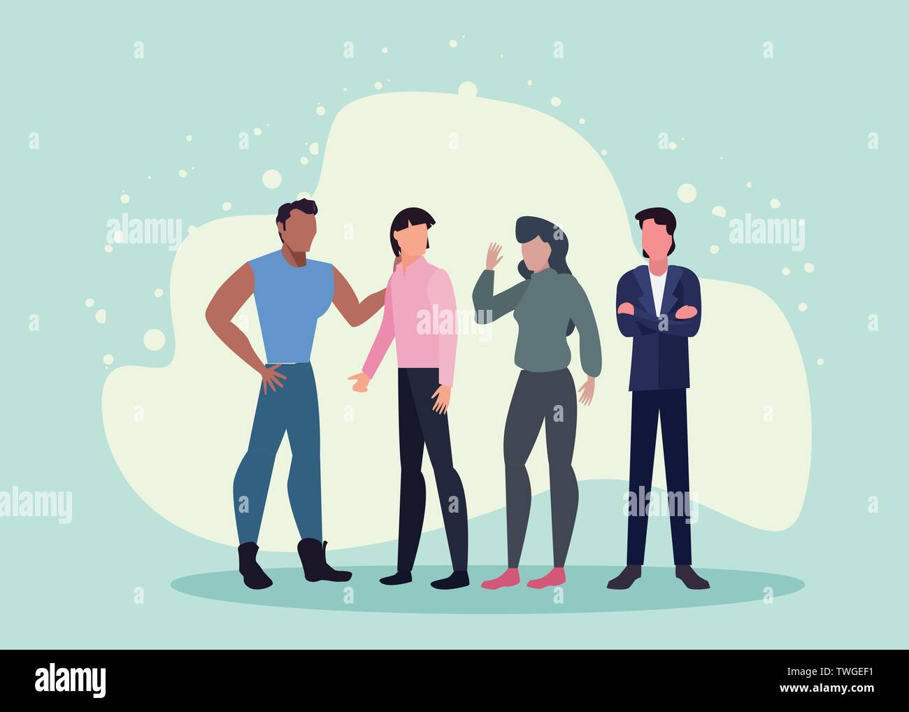 people group characters male and female vector illustration Stock ...
