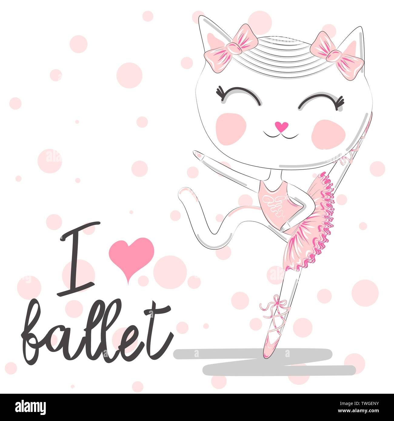 i love ballet. girlish illustration with calligraphic lettering ...