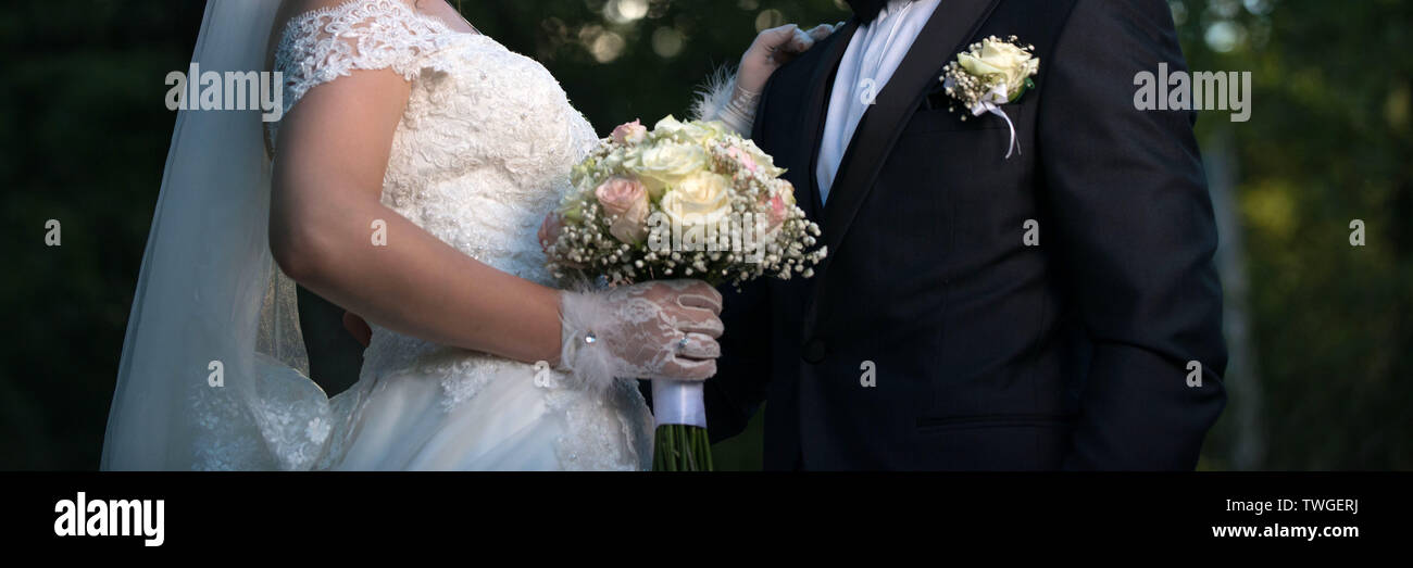 unrecognizable bride and groom pictured outdoor image soft focus Stock ...