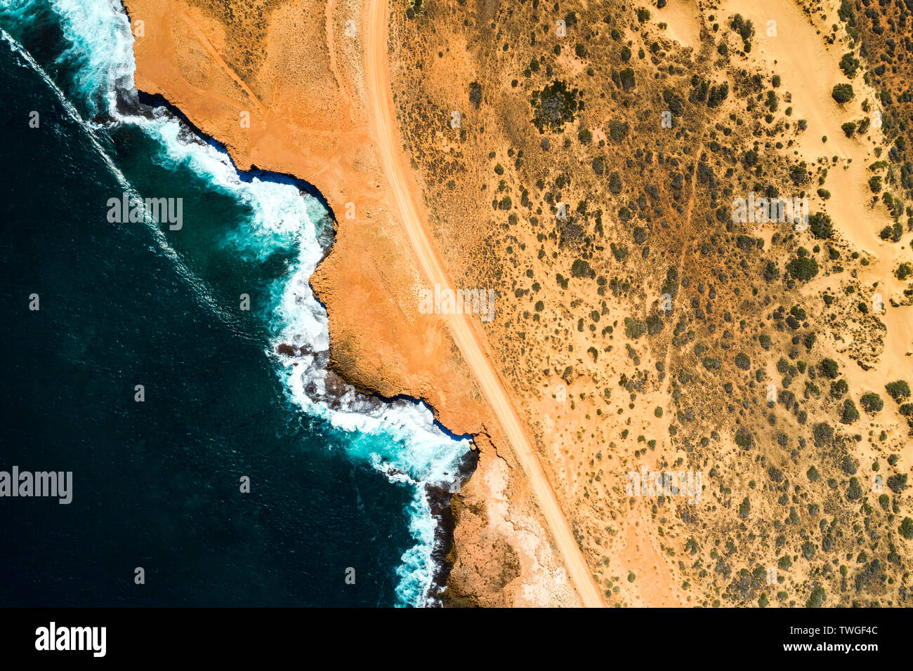 Aerial view of the Quobba coastline, Northwest Australia Stock Photo ...