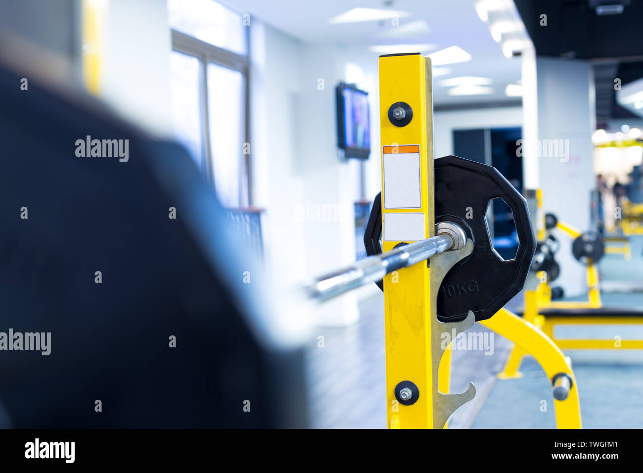equipment for power exercise in modern gym Stock Photo - Alamy