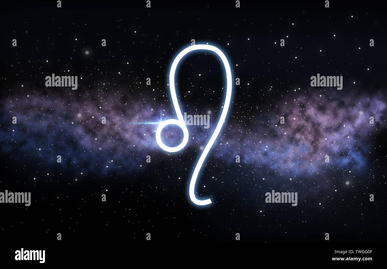 leo zodiac sign over night sky and galaxy Stock Photo - Alamy