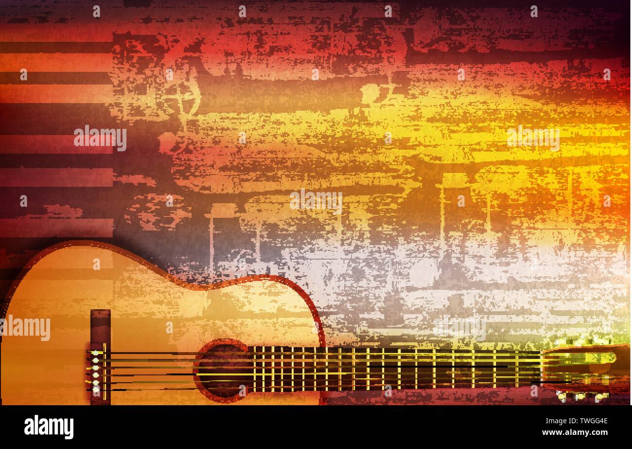 abstract brown grunge music background with acoustic guitar Stock ...