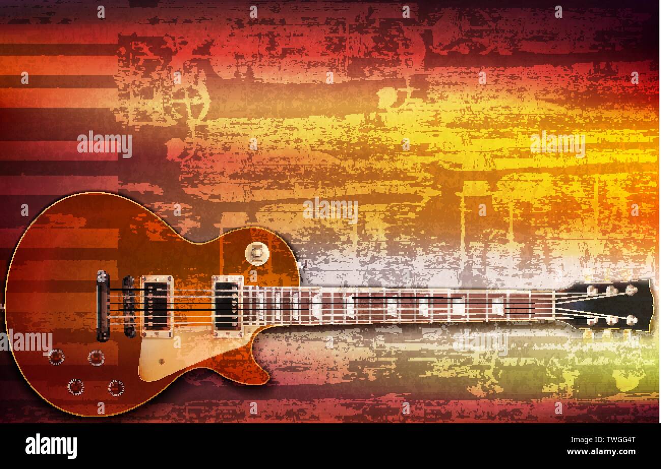 abstract brown grunge music background with classic electric guitar ...