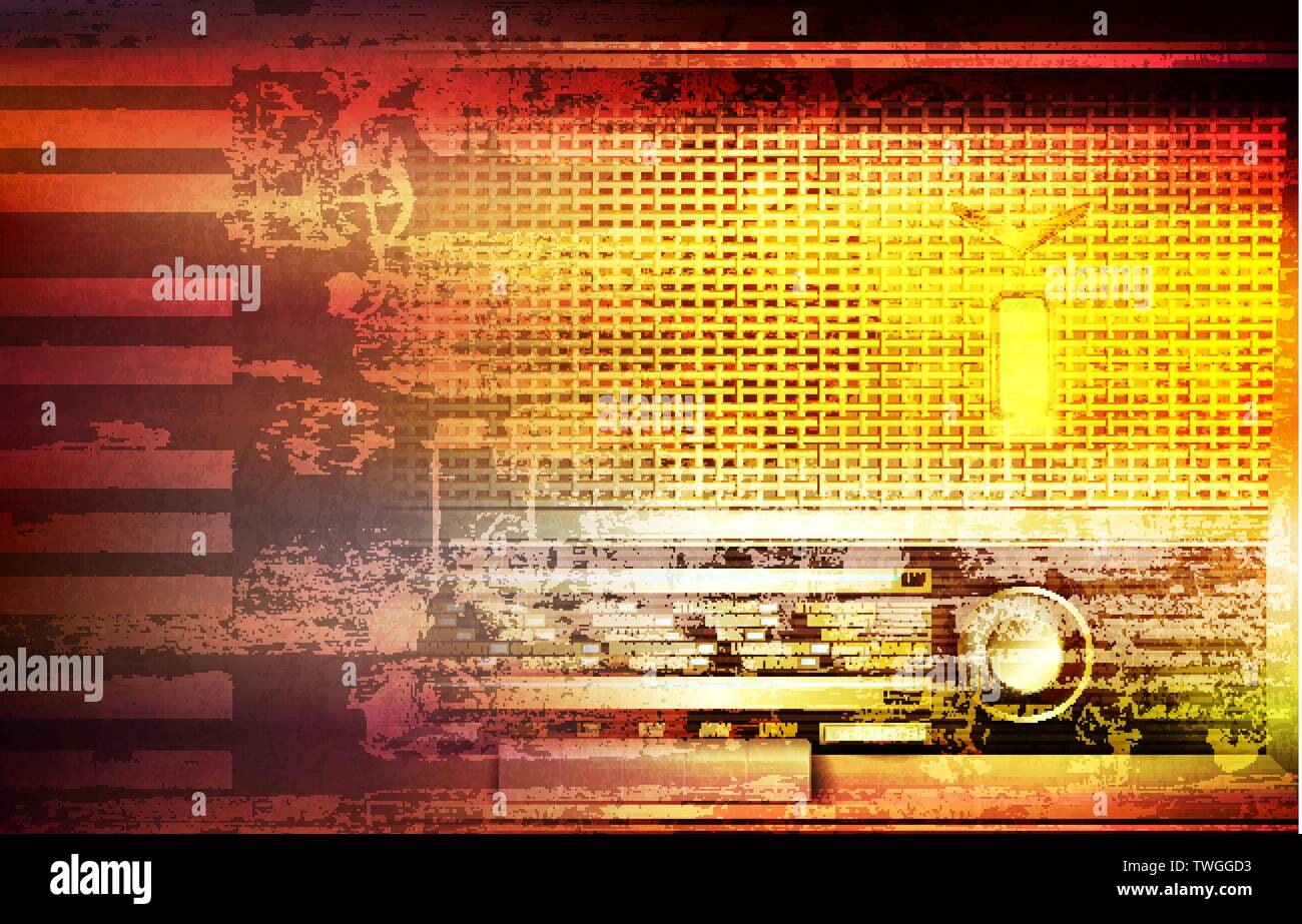 abstract brown grunge music background with retro radio Stock Vector ...