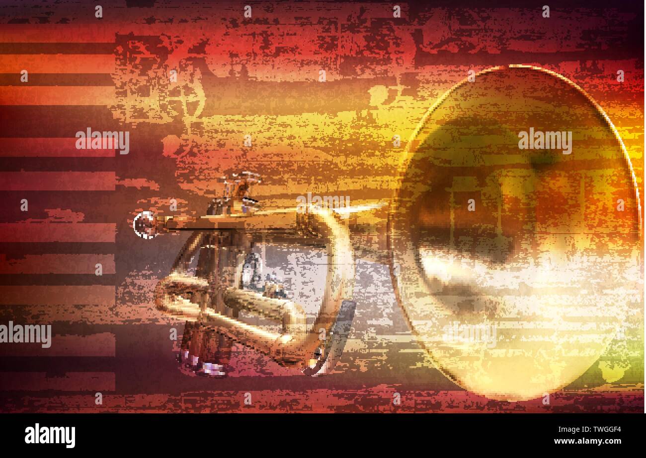 abstract brown grunge music background with trumpet Stock Vector Image ...