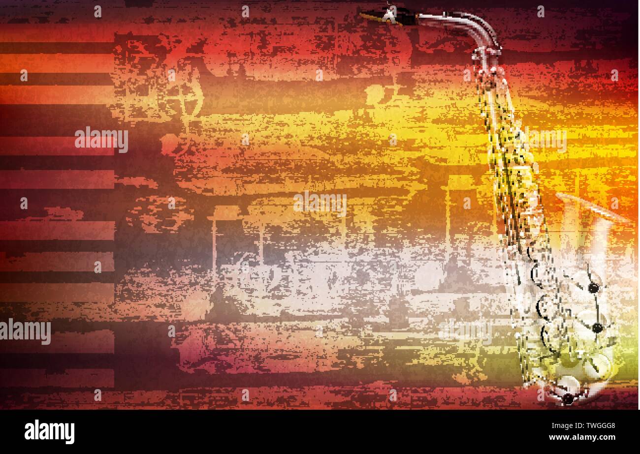 abstract brown grunge music background with saxophone Stock Vector ...