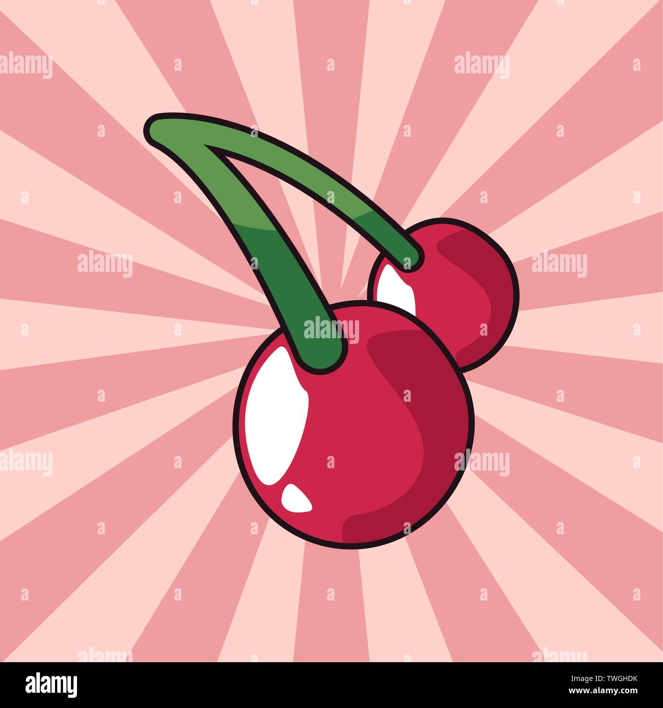 cherries comic pop art on white background vector illustration Stock ...