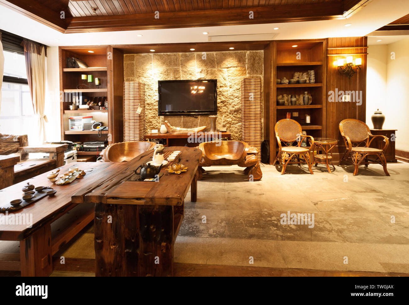 Table for tea ceremony in japanese or chinese restaurant Stock Photo ...