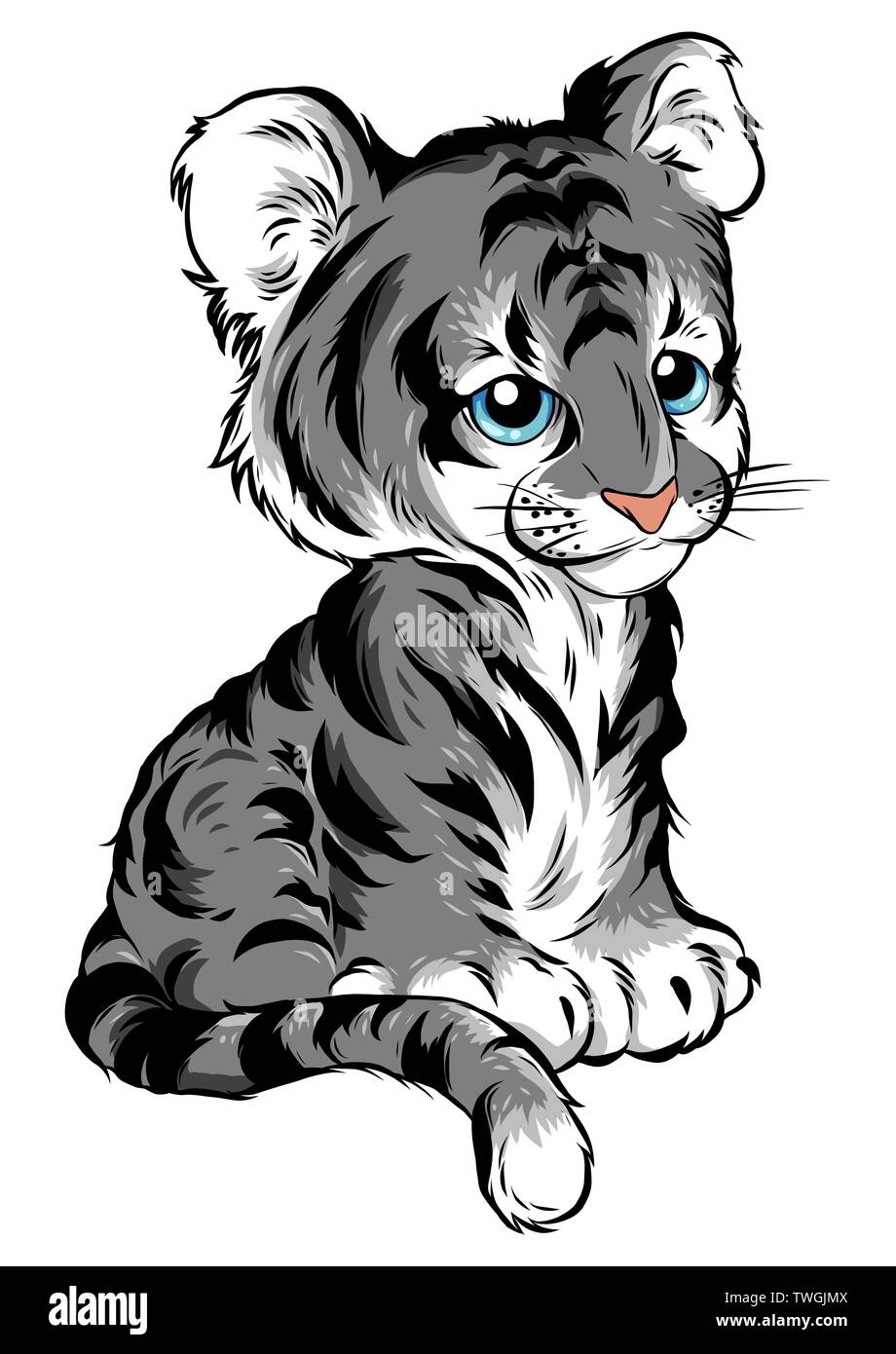 Cute baby tiger character Stock Vector Images - Alamy