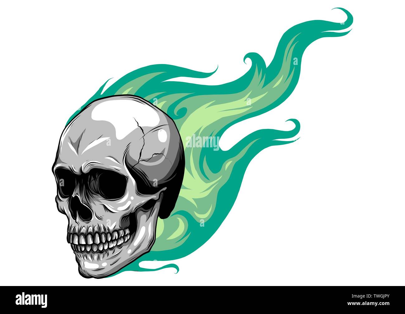 Skulls With Green Flames