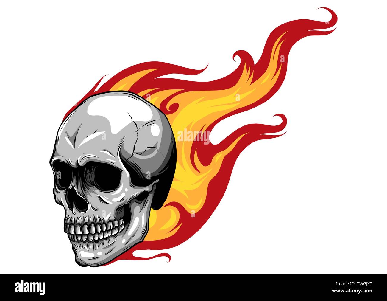 Skull on Fire with Flames Vector Illustration Stock Vector Image & Art ...