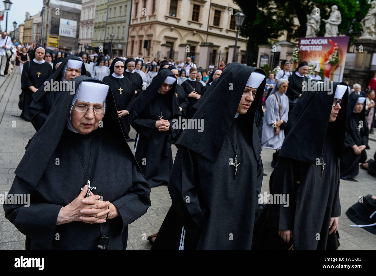 Nuns take part in a religious procession marking the Roman Catholic ...