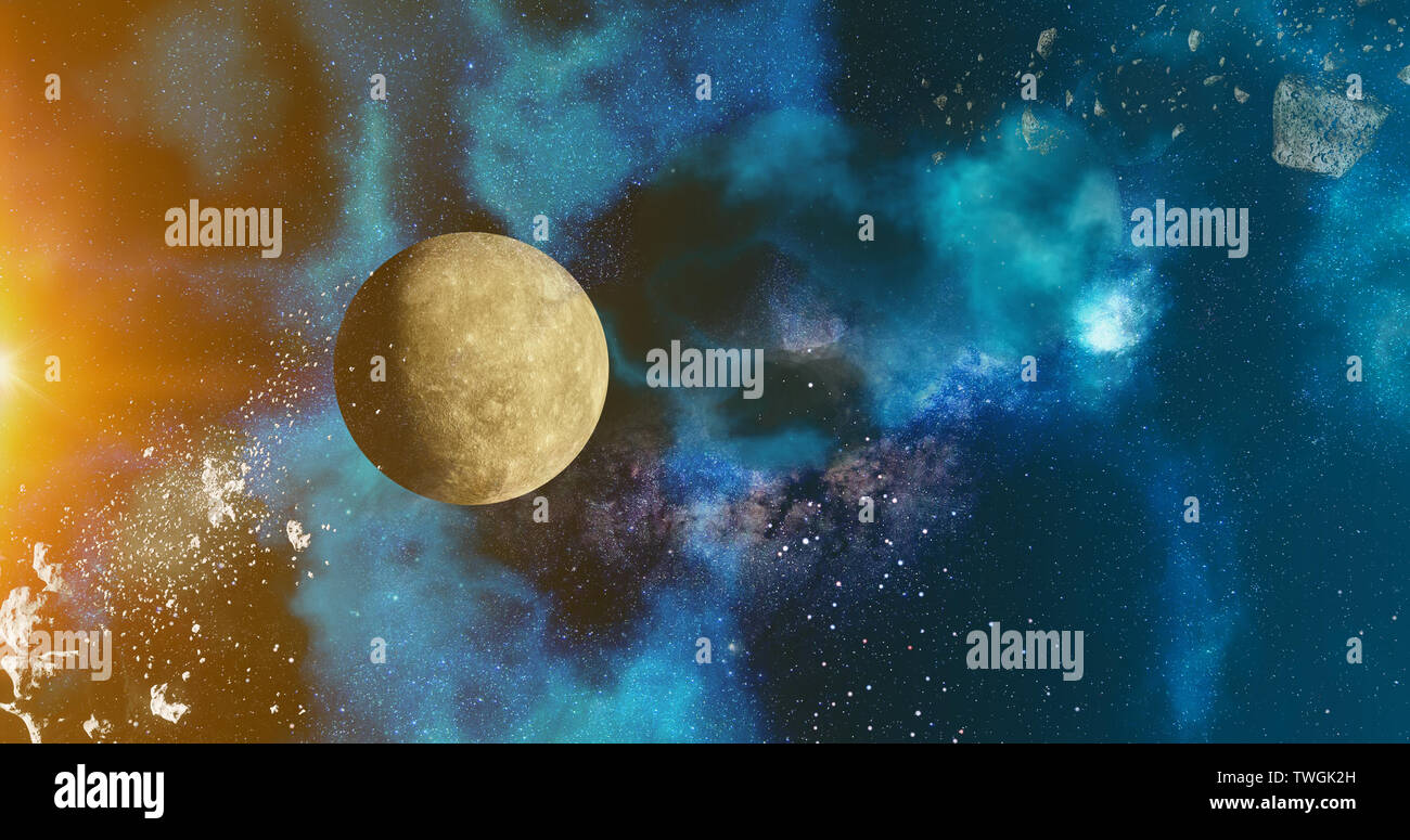 he solar system Mercury planet concept over galactic background Mercury ...