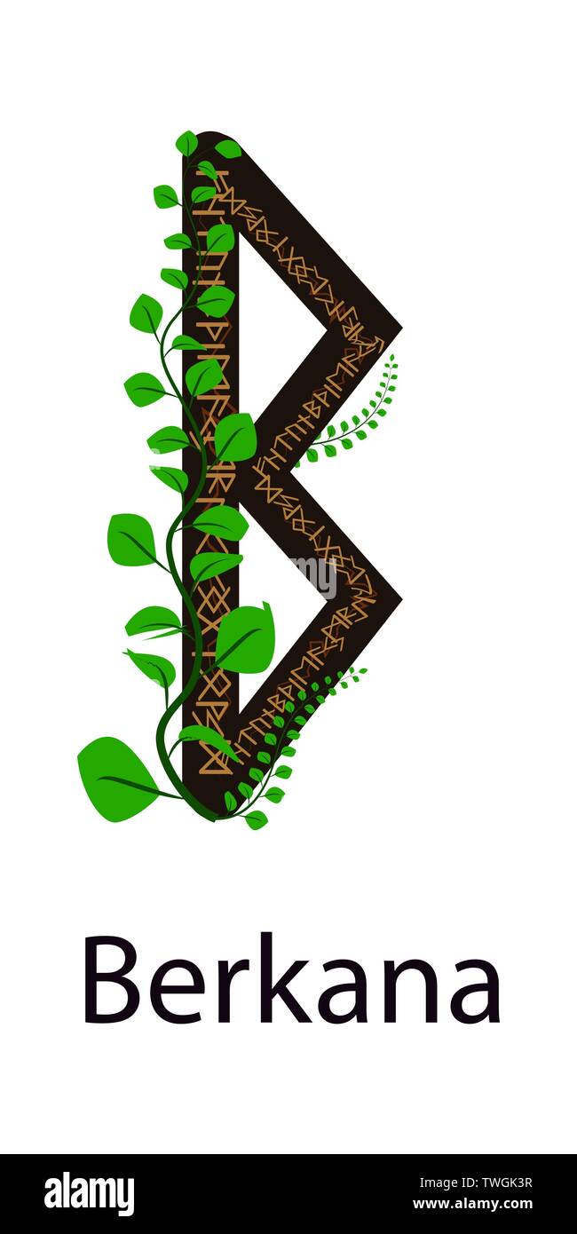 Rune Berkana. Vertical projection Scandinavian. Rune elements Earth ...