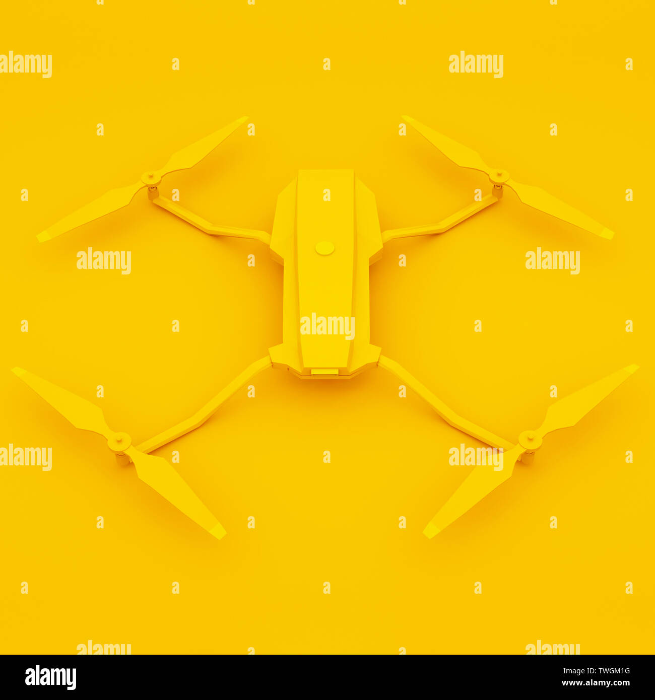 Yellow Drone Isolated, Top View. 3d illustration Stock Photo - Alamy
