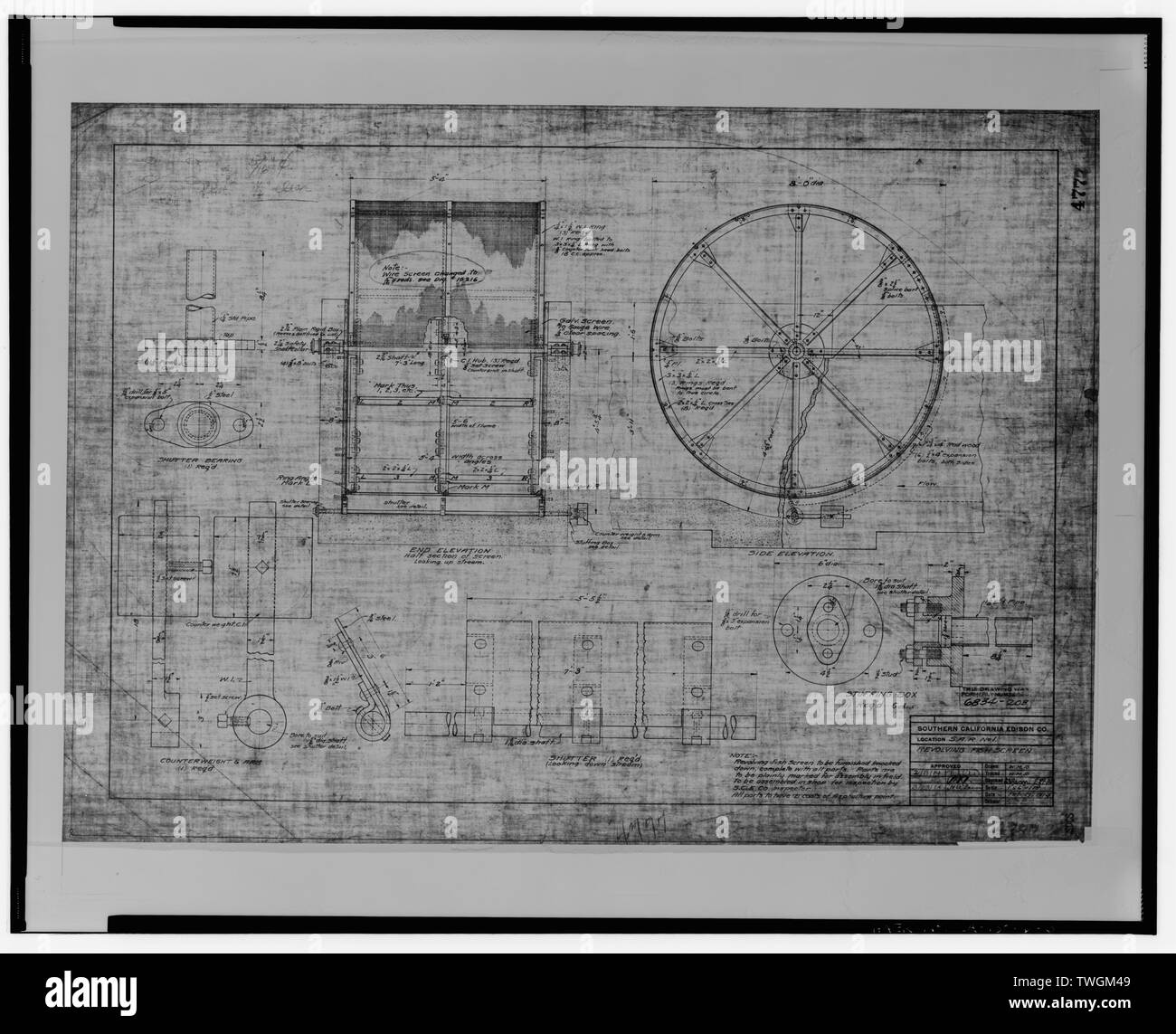 REVOLVING FISH SCREEN, S.A.R. No. 1, FEB. 19, 1914. SCE drawing no ...