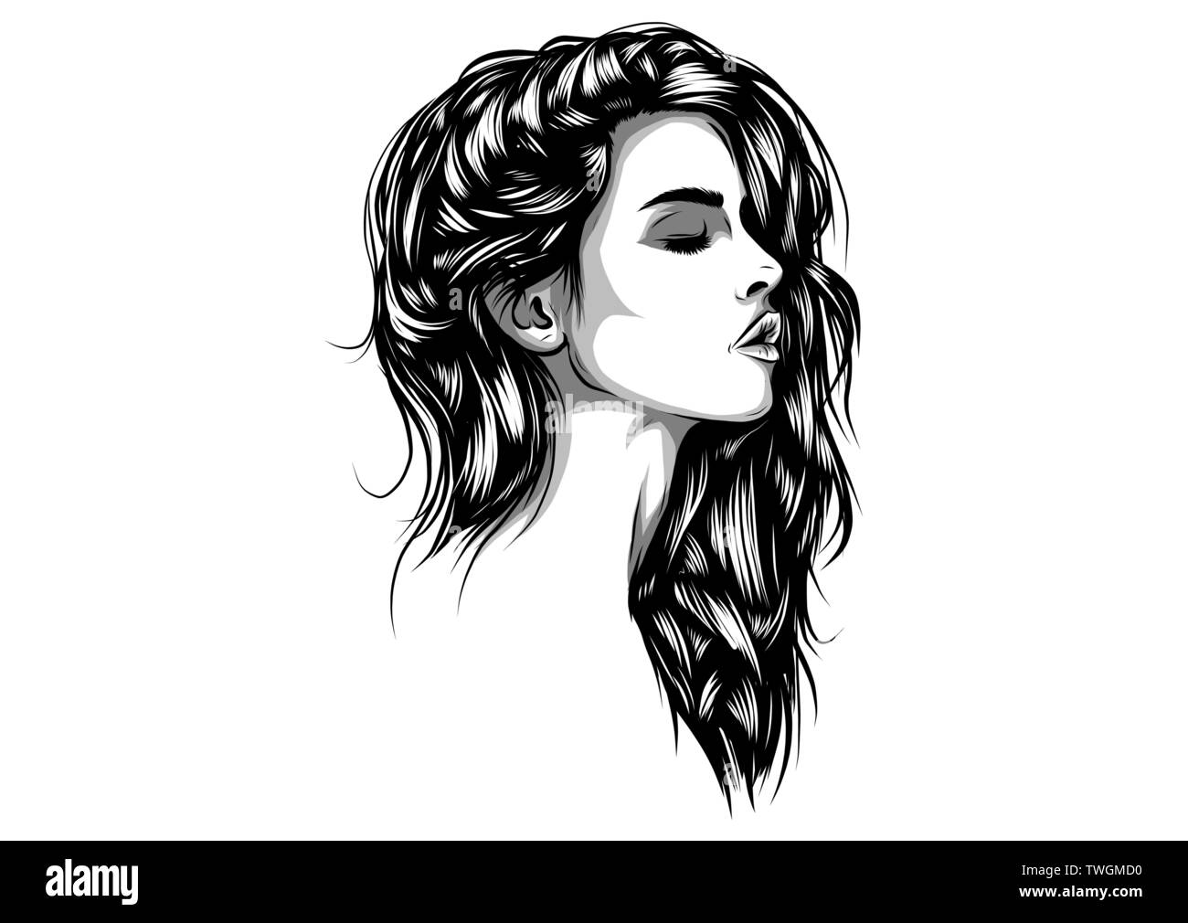 beautiful woman face hand drawn vector illustration sketch Stock Vector Image & Art - Alamy