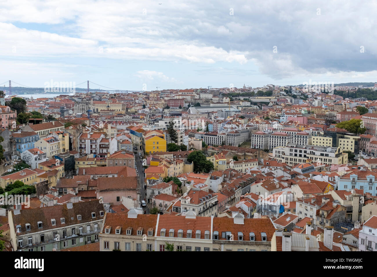 An elevated view of the rooftops of Lisbon, Portugal Stock Photo - Alamy