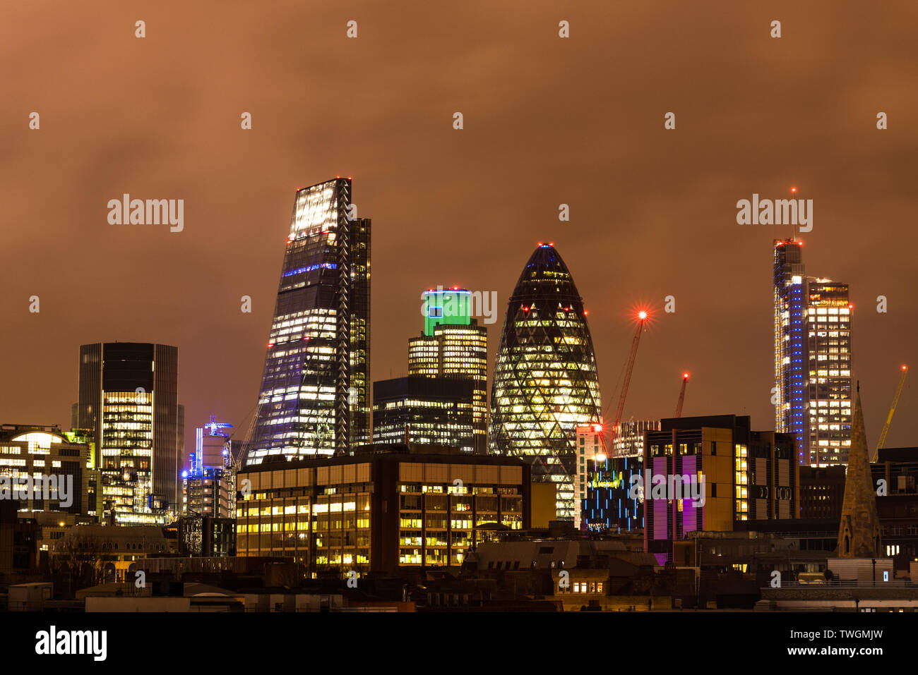 The gherkin at night hi-res stock photography and images - Alamy