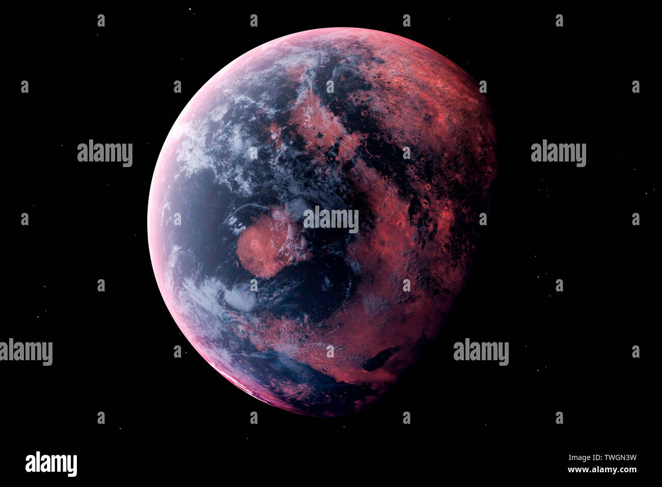 Realistic Alien Planet in the outer space, 3d rendering Stock Photo - Alamy