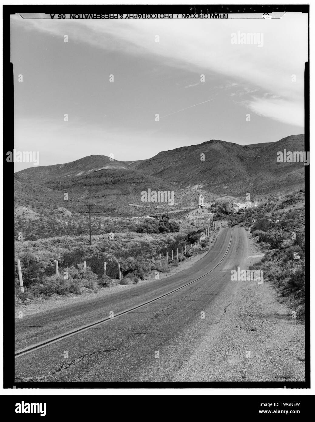 ROAD VIEW OF HIGHWAY 267, GRAPEVINE CANYON. NOTE SCOTTYS CASTLE. ROAD ...