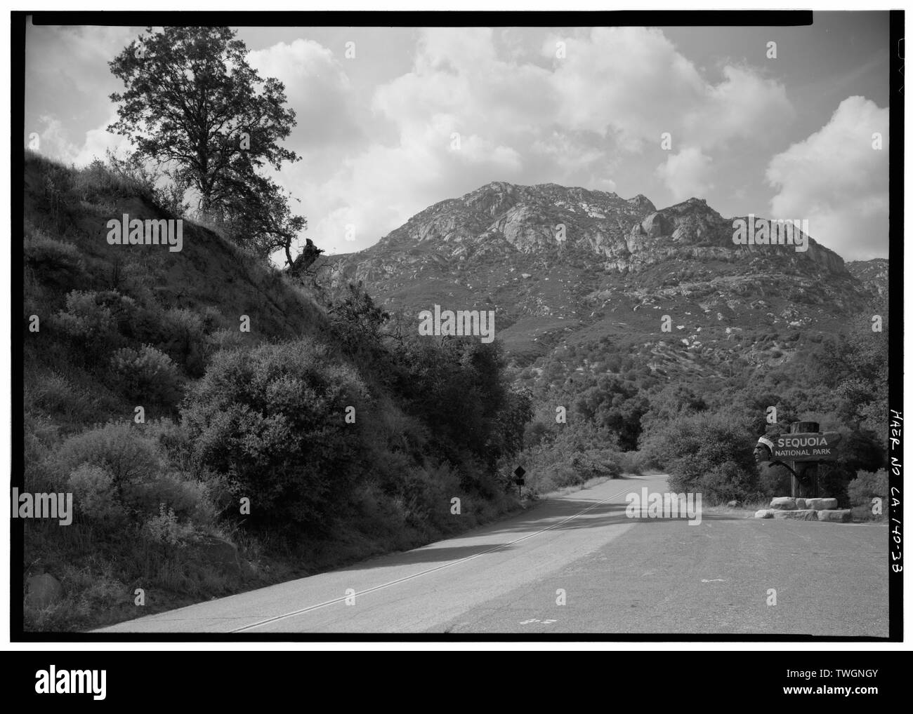 ROAD VIEW WITH INDIAN HEAD SIGN, FACING NORTH - Generals Highway, Three ...