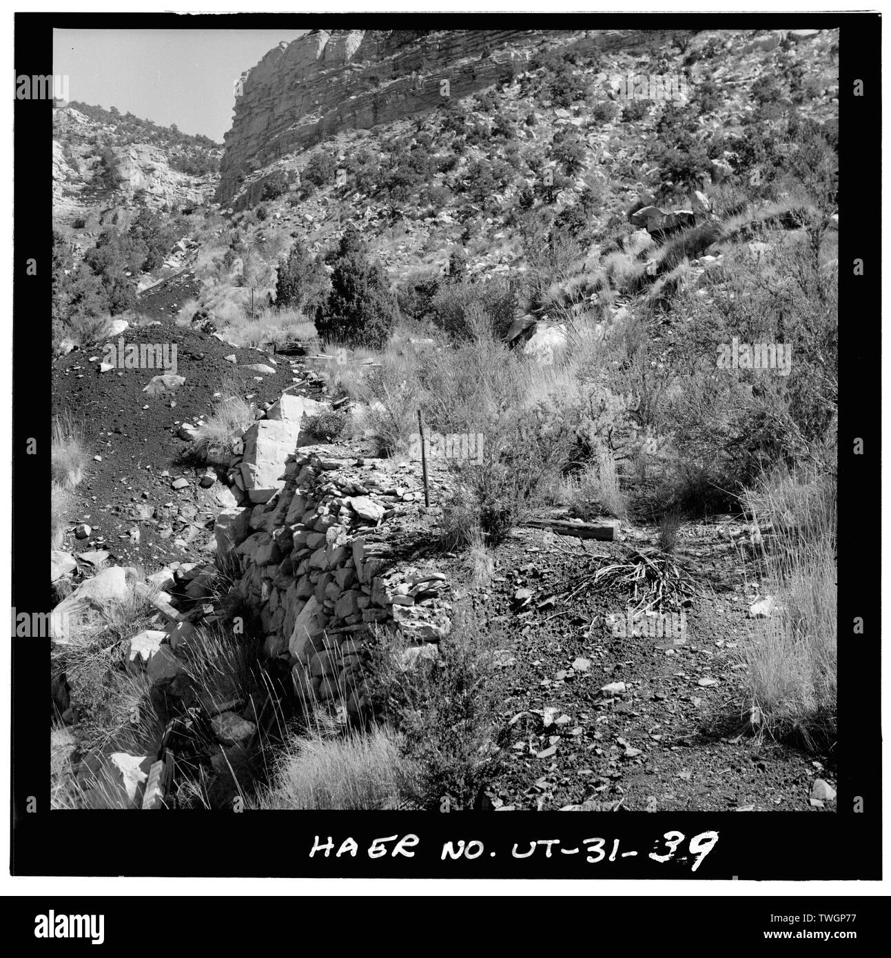 ROCK RIPRAP WAS USED TO MAINTAIN THE GRADE OF THE GRAVITY TRAM LINE ...