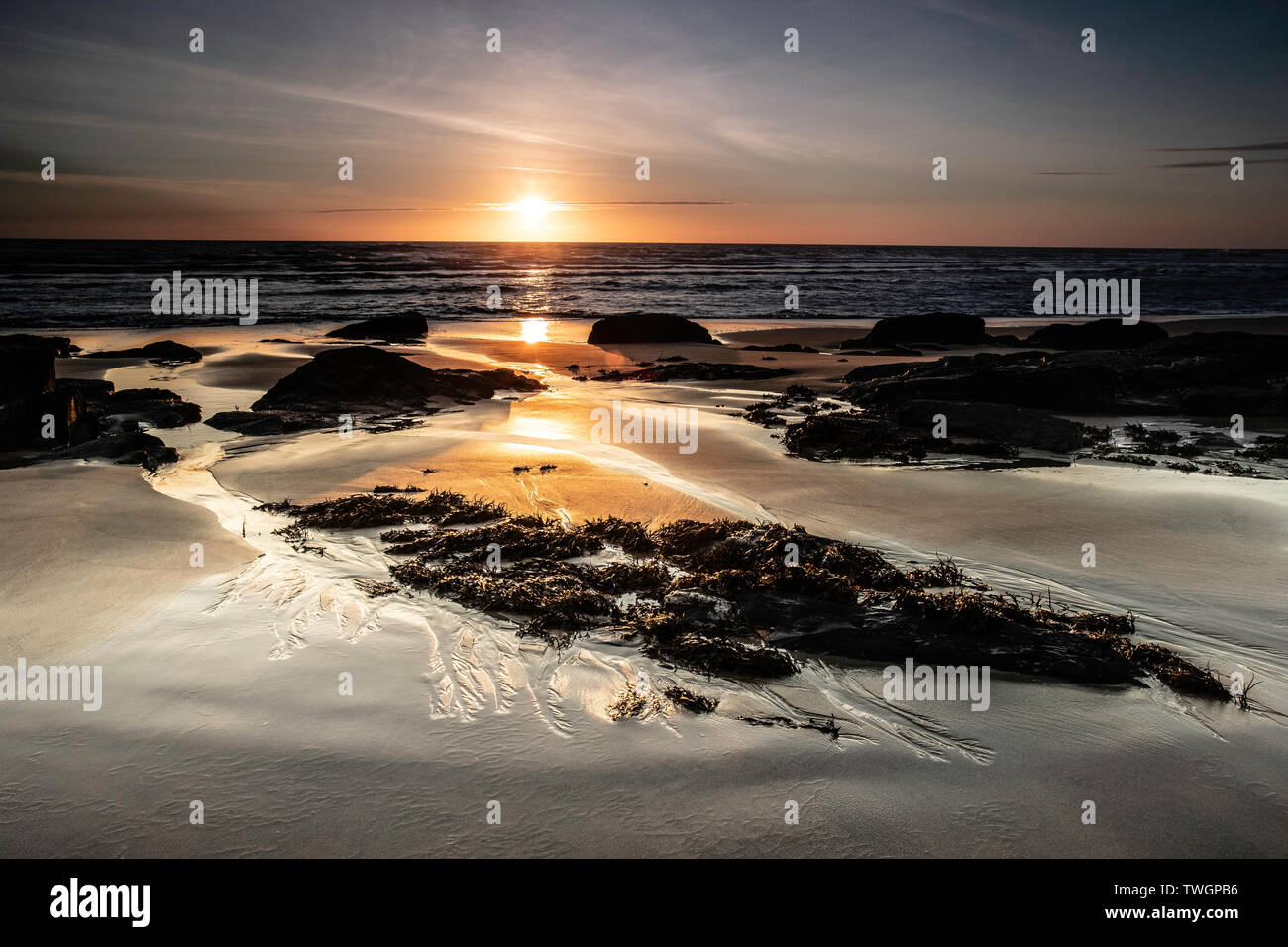 Sunset at Saligo Bay Stock Photo - Alamy