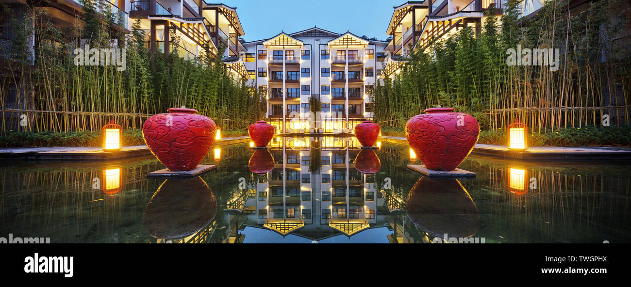 skyline and reflection of waterfront architecture Stock Photo - Alamy