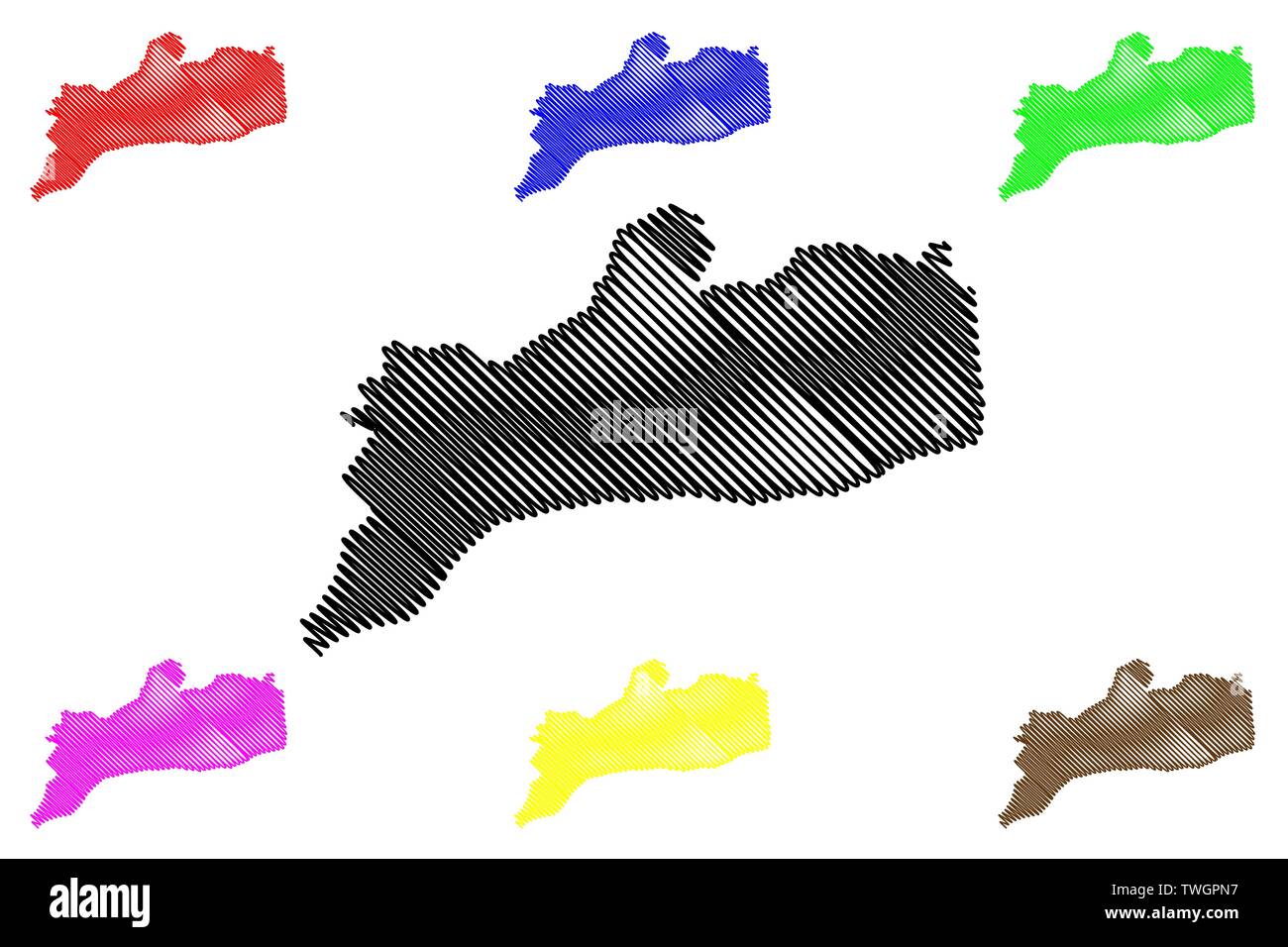 Abyan Governorate (Governorates of Yemen, Republic of Yemen) map vector ...