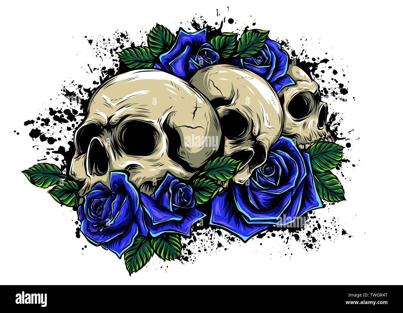 A human skulls with roses on white background Stock Vector Image & Art ...