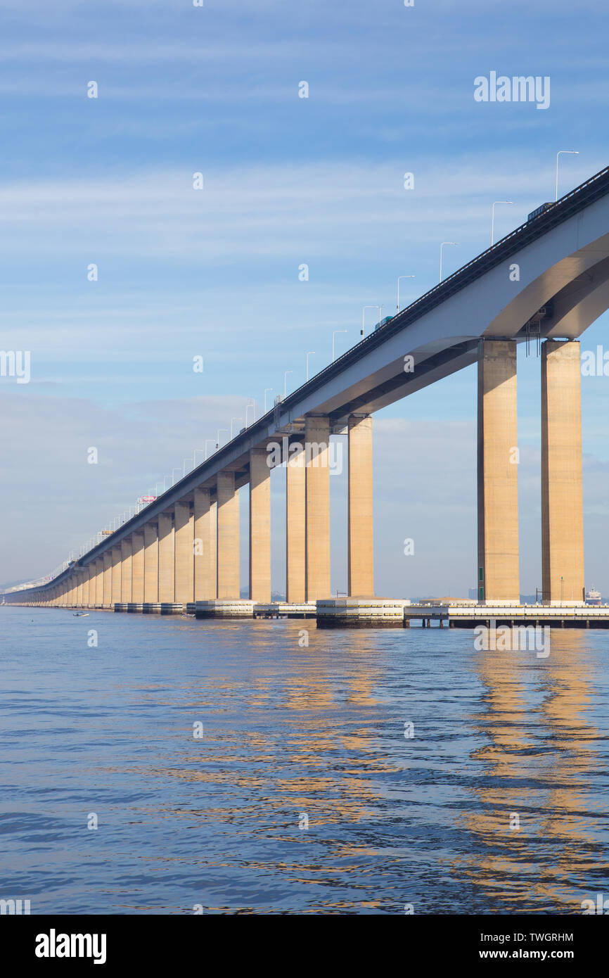 Rio-Niteroi bridge at Guanabara Bay, Rio de Janeiro, Brazil Stock Photo ...