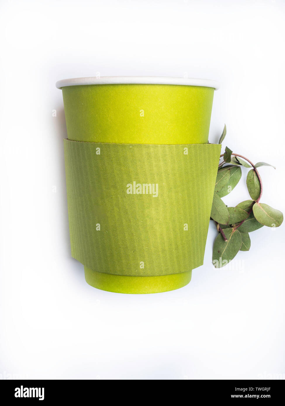 Bio paper cup to go with coffee or tea on white background, BIO PLA ...