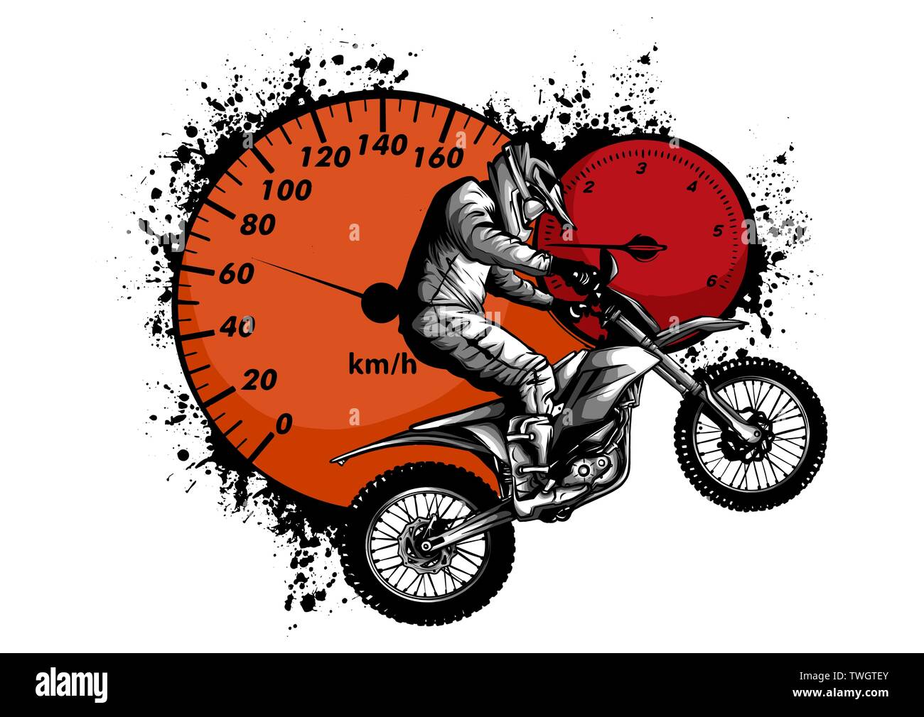 motocross rider ride the motocross bike vector illustration Stock ...