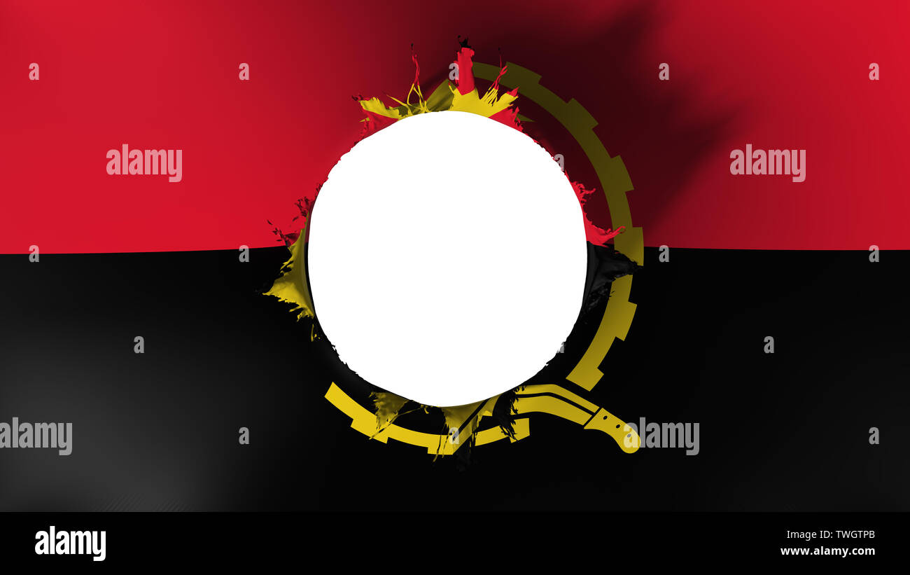 Hole cut in the flag of Angola Stock Photo - Alamy