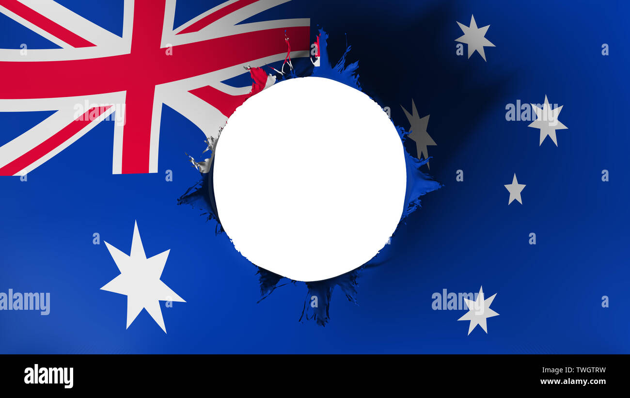 Hole cut in the flag of Australia Stock Photo - Alamy