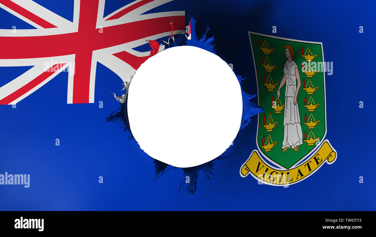 Hole cut in the flag of British Virgin Islands Stock Photo - Alamy