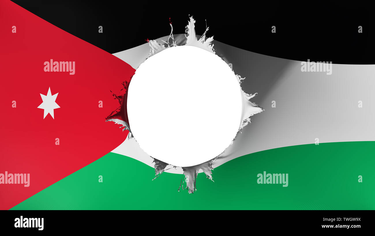 Hole cut in the flag of Jordan Stock Photo - Alamy