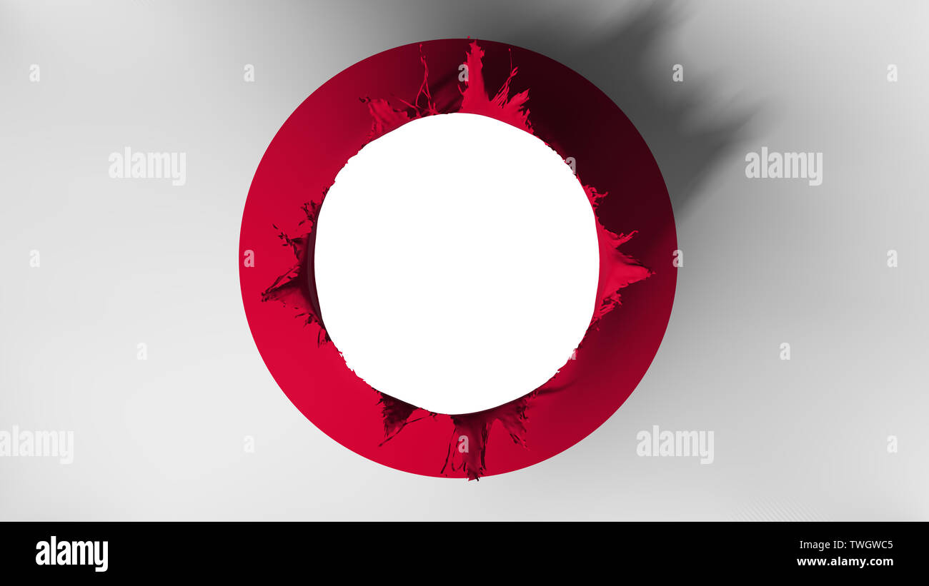 Hole cut in the flag of Japan Stock Photo - Alamy