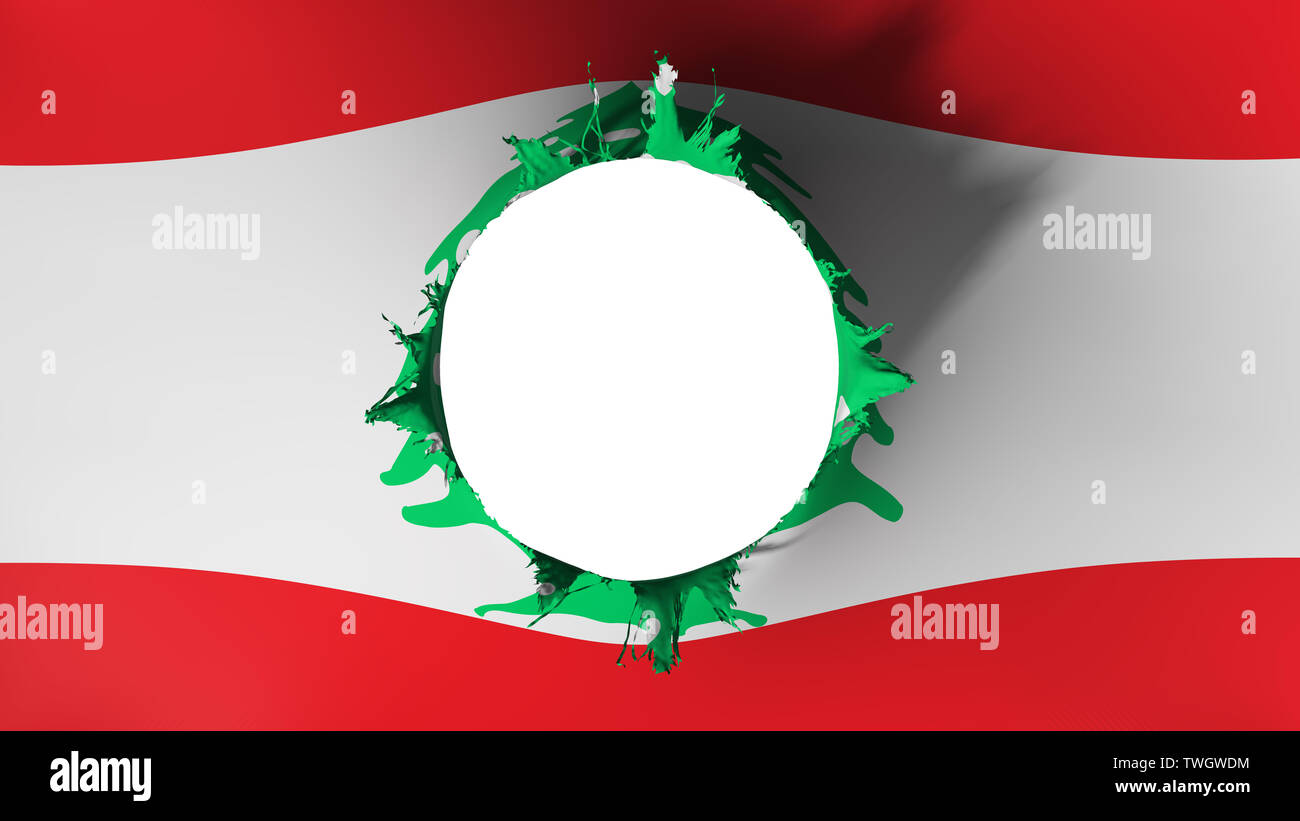 Hole cut in the flag of Lebanon Stock Photo - Alamy