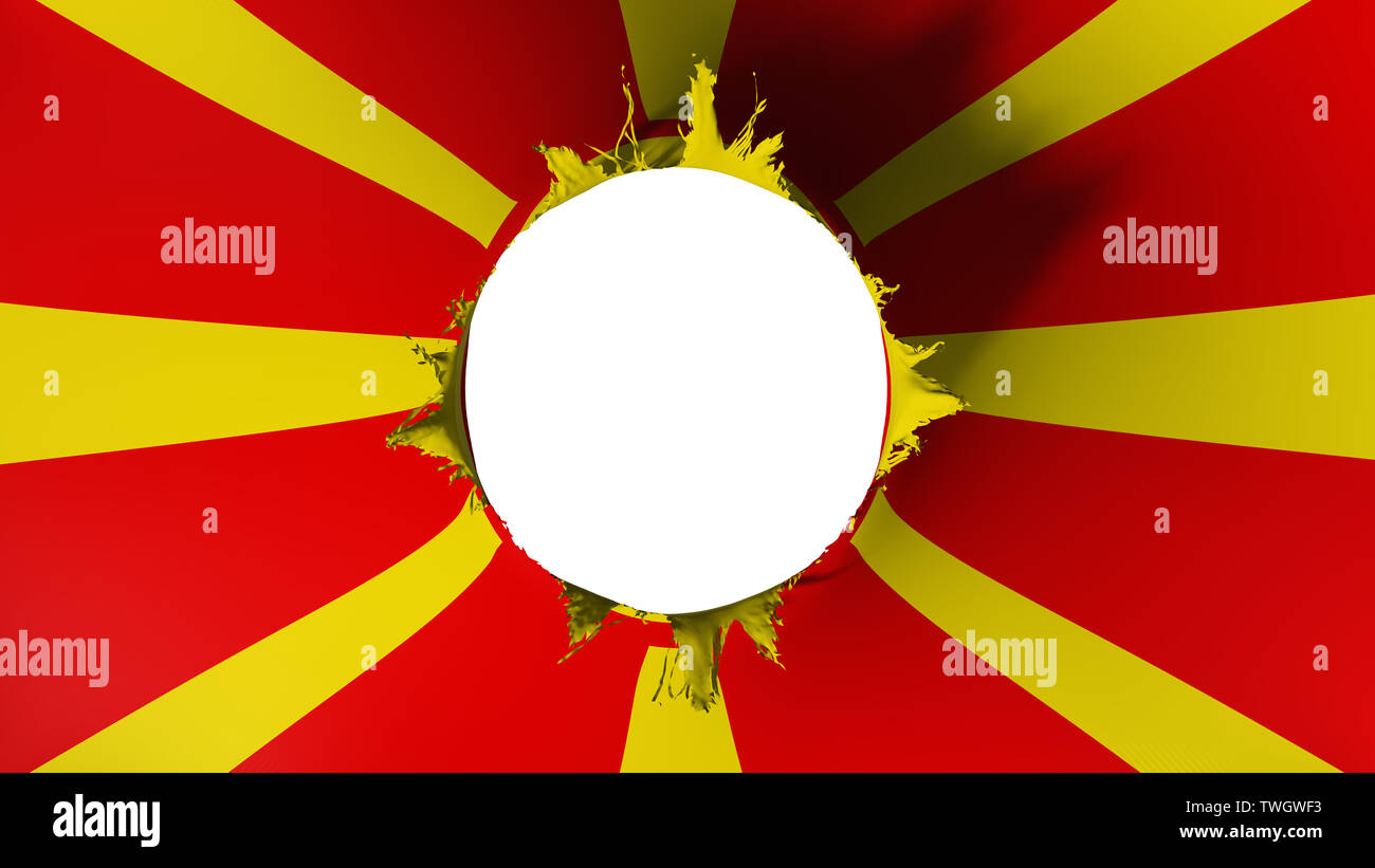 Hole cut in the flag of Macedonia Stock Photo - Alamy