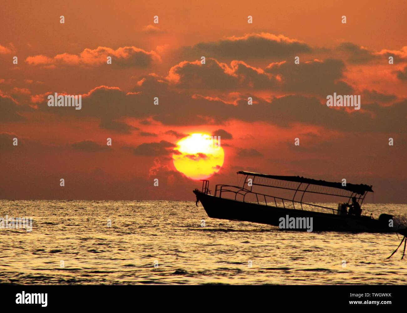 Sea setting sun Stock Photo - Alamy