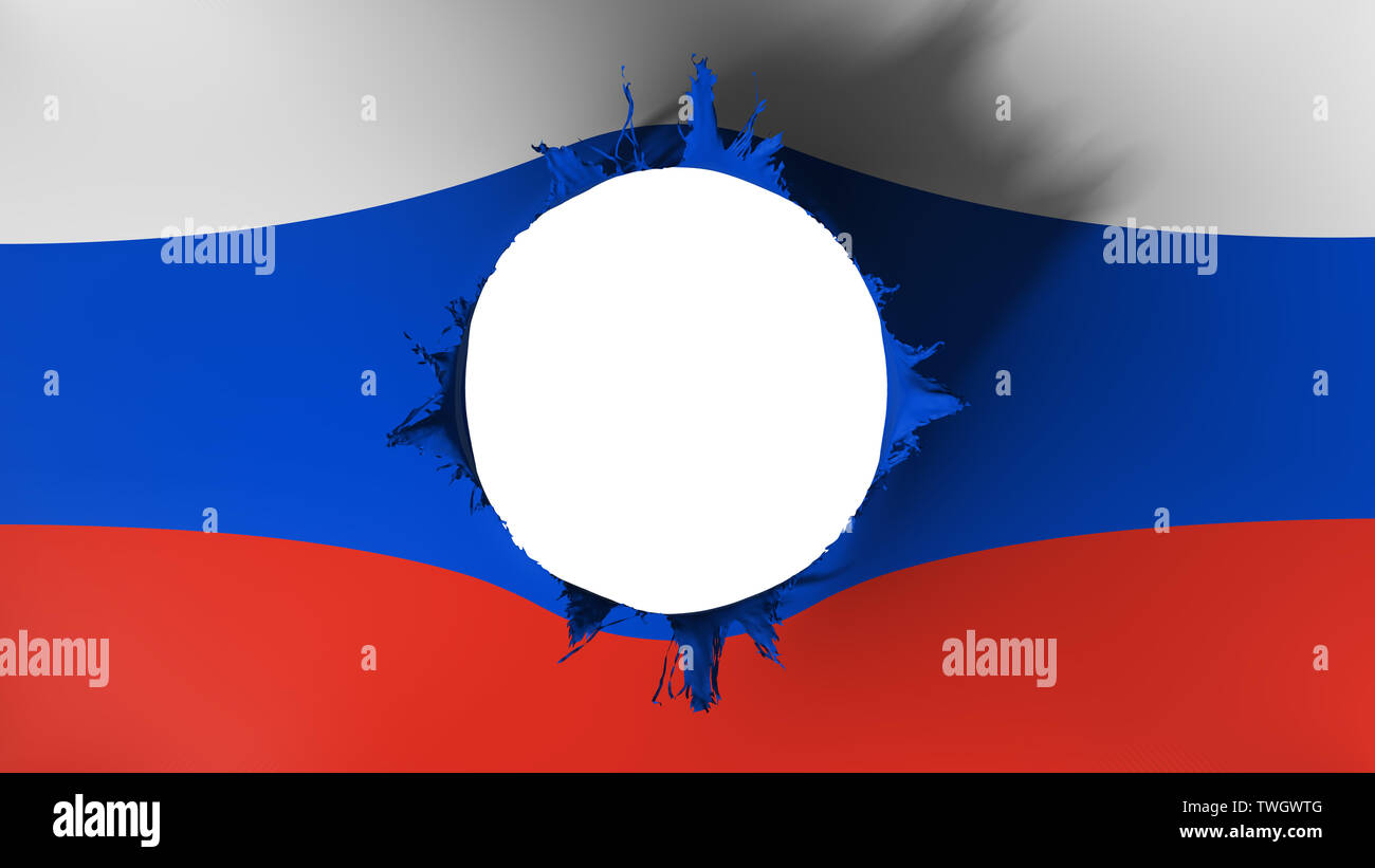 Hole cut in the flag of Russia Stock Photo - Alamy