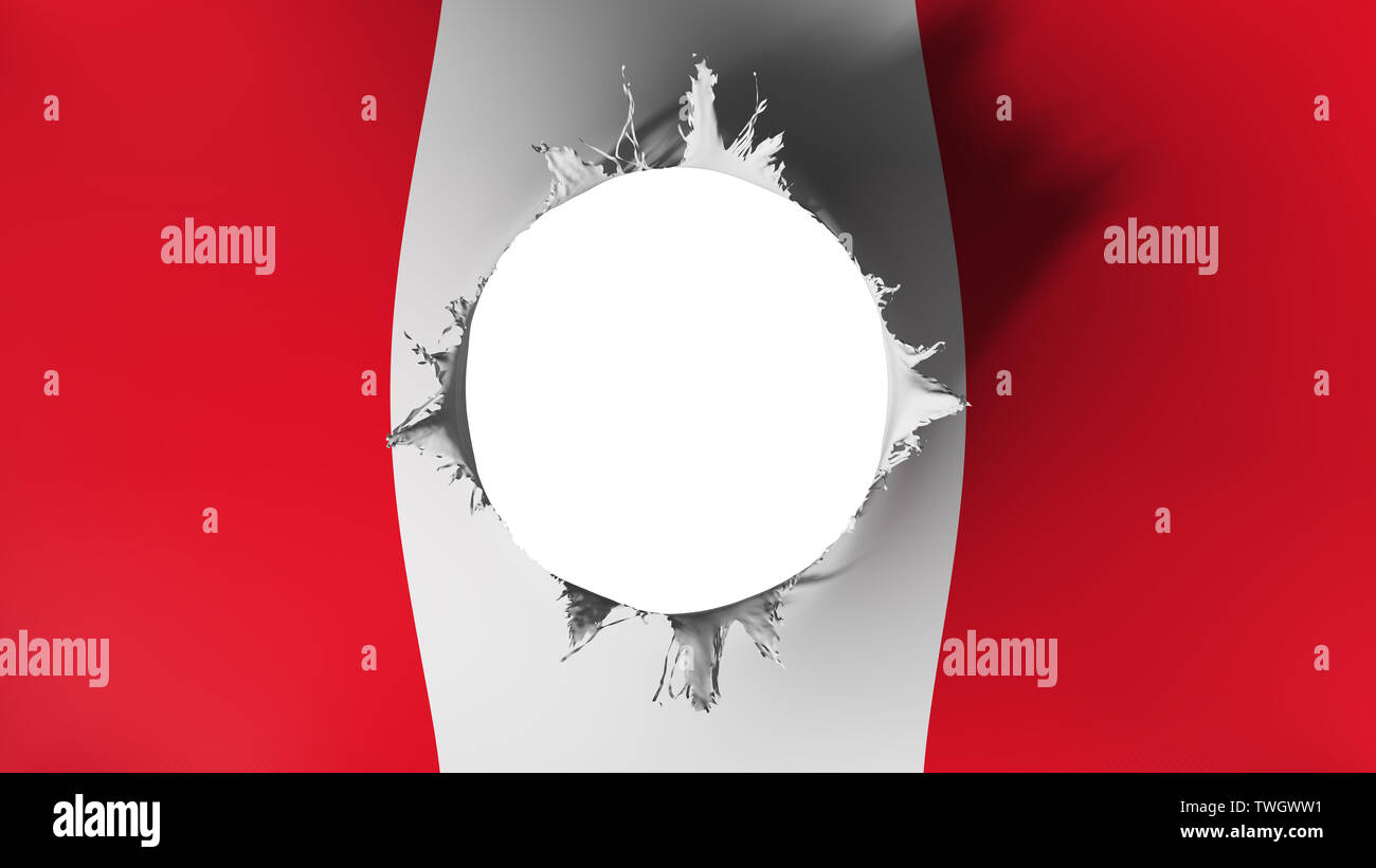 Hole cut in the flag of Peru Stock Photo - Alamy
