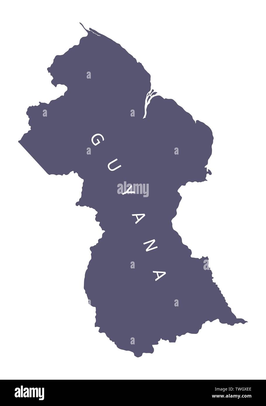 Guyana map outline hi-res stock photography and images - Alamy