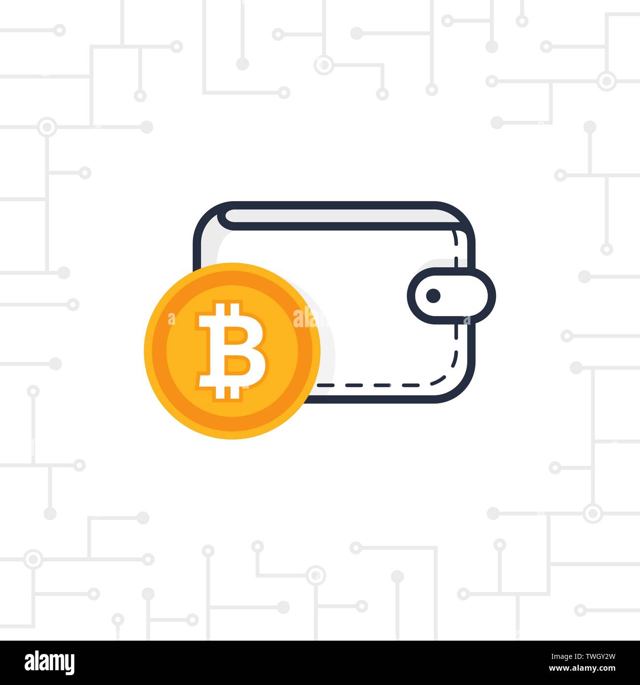 Bit-coin wallet icon. Vector bit-coin wallet with coin on white ...