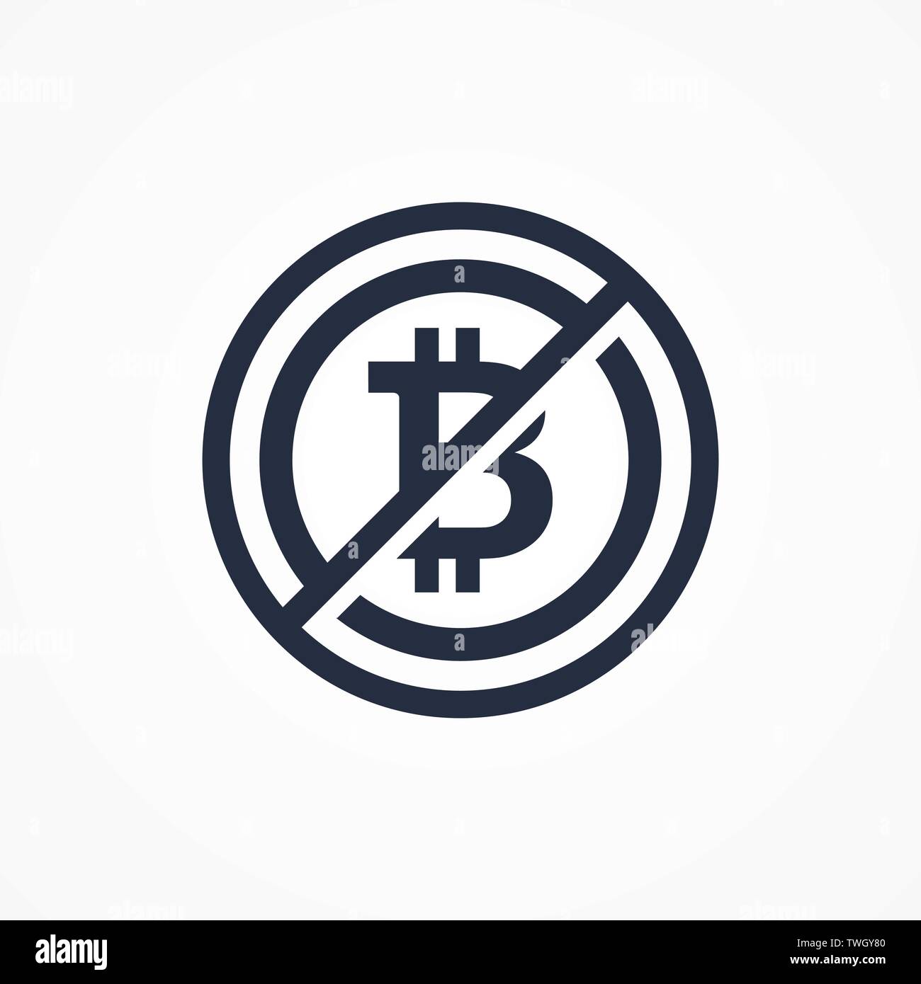 Vector sign no bit-coin on white background. Not allowed sign for bit ...