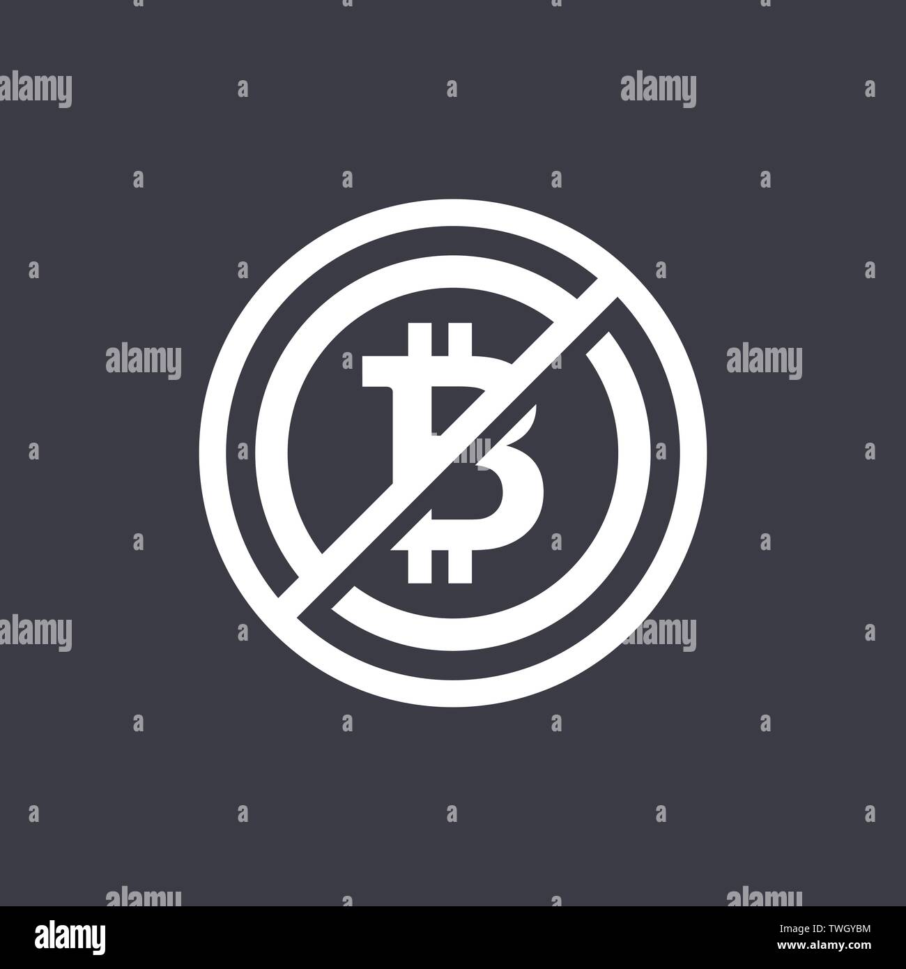 Sign no bit-coin on black background. Not allowed sign for bit-coin ...